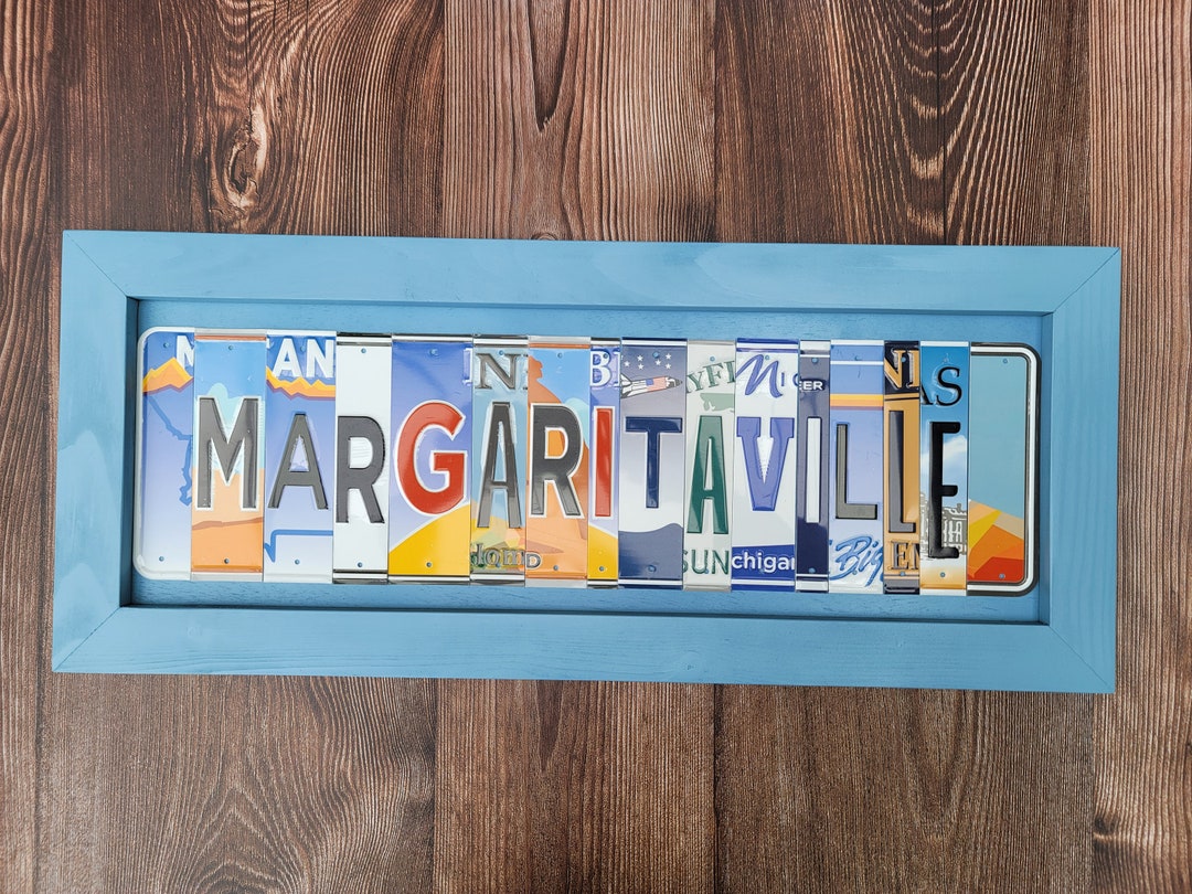 Margaritaville Decor Hand Crafted License Plate Sign Wall Art Custom ...
