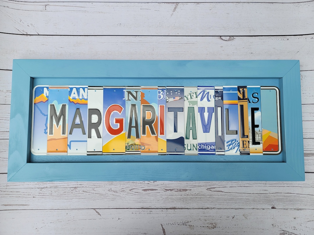 Margaritaville Decor Hand Crafted License Plate Sign Wall Art Custom ...