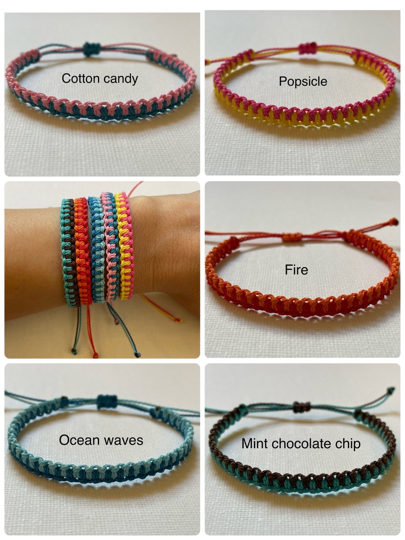 Handmade Waxed Cord Bracelets. Adjustable Bracelets. - Etsy