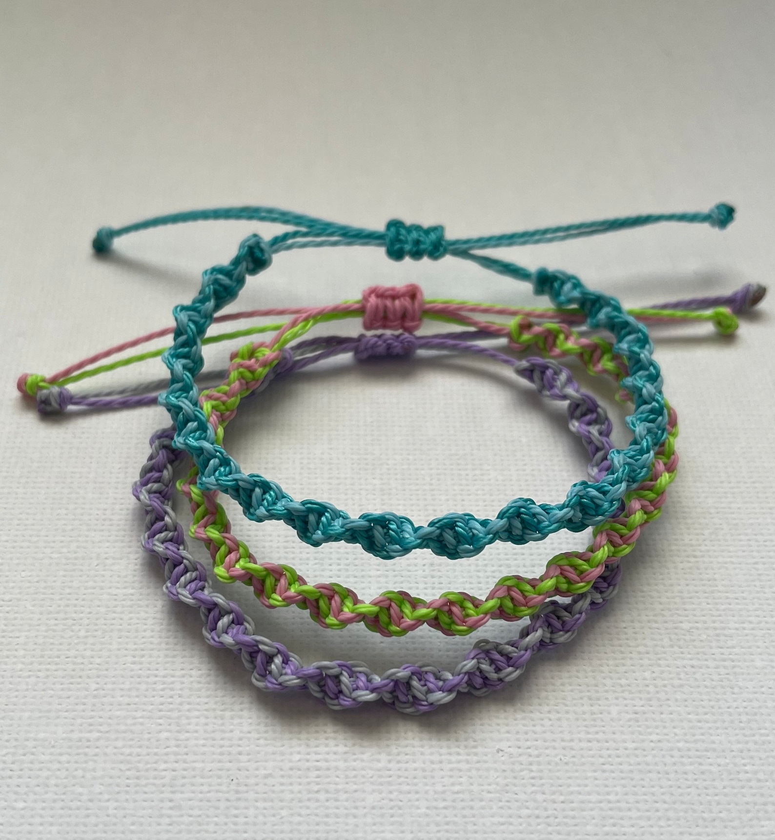 Handmade Waxed Cord Spiral Bracelets. Adjustable Bracelets. - Etsy