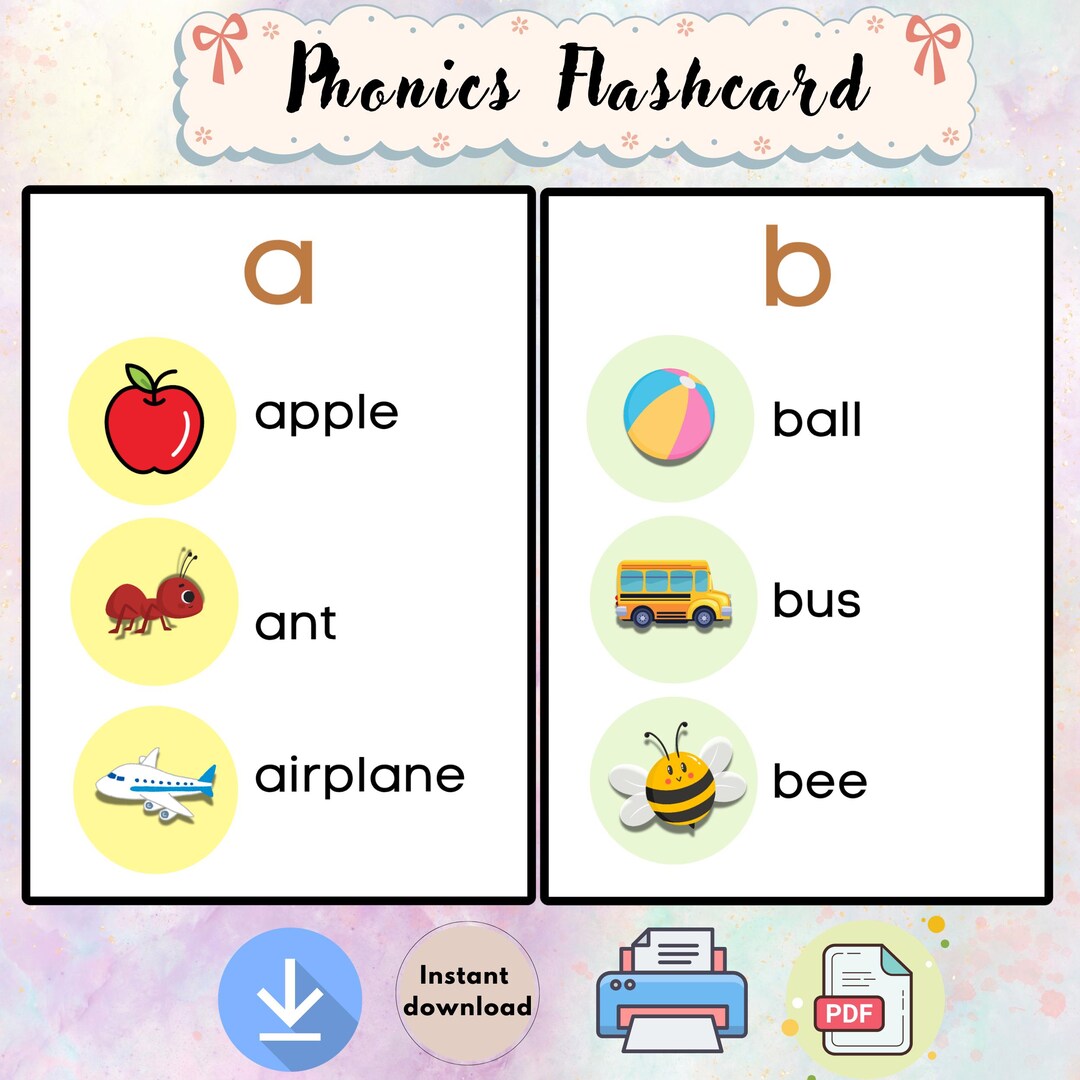 Phonics Cards Set 1 Printable, Phonics Posters, Sight Words, Learn to ...