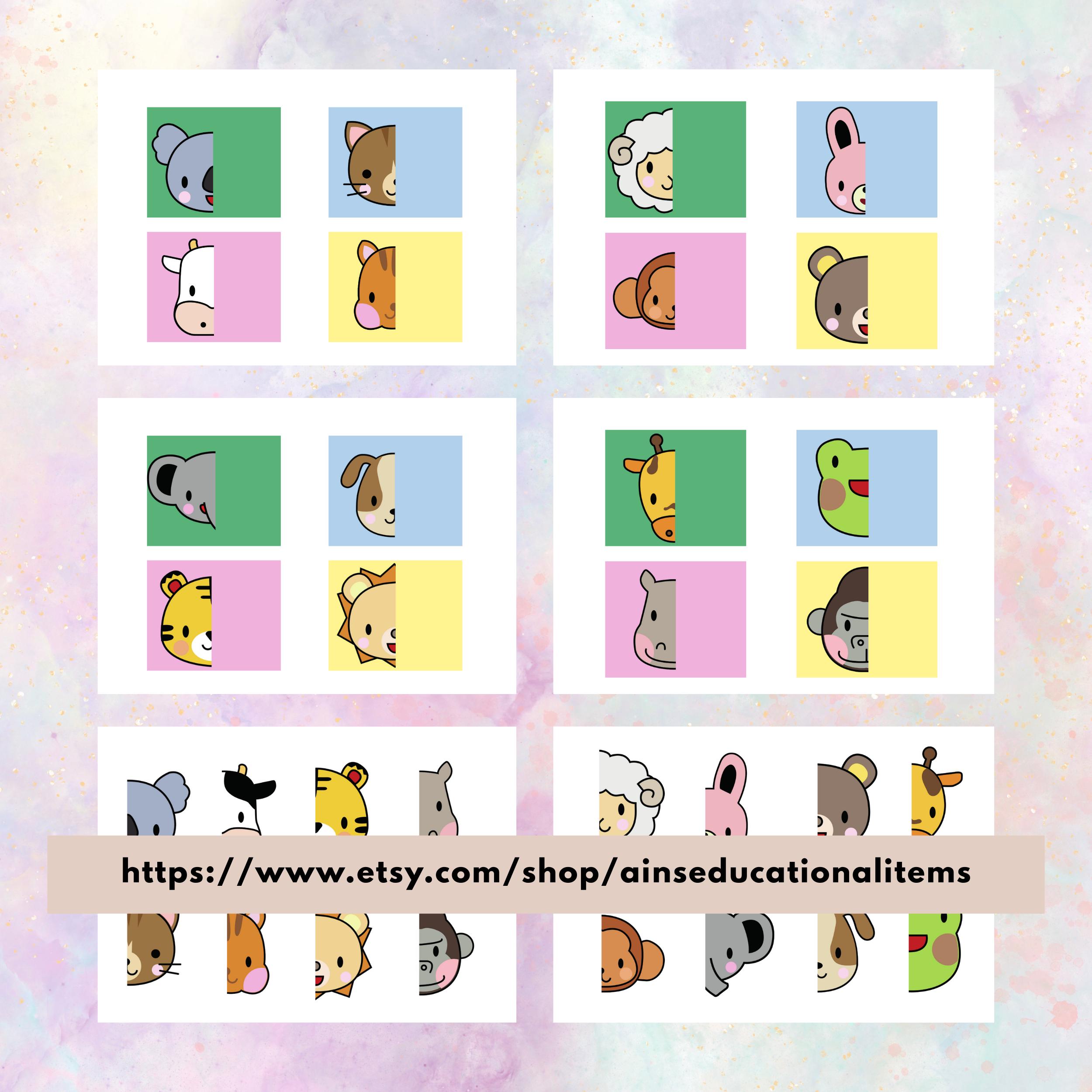 Animal Matching Puzzle: Montessori Learning Activity (digital Download ...