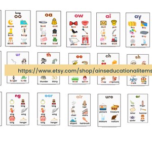 Phonics Cards Printable, Phonics Posters, Sight Words, Learn to Read ...