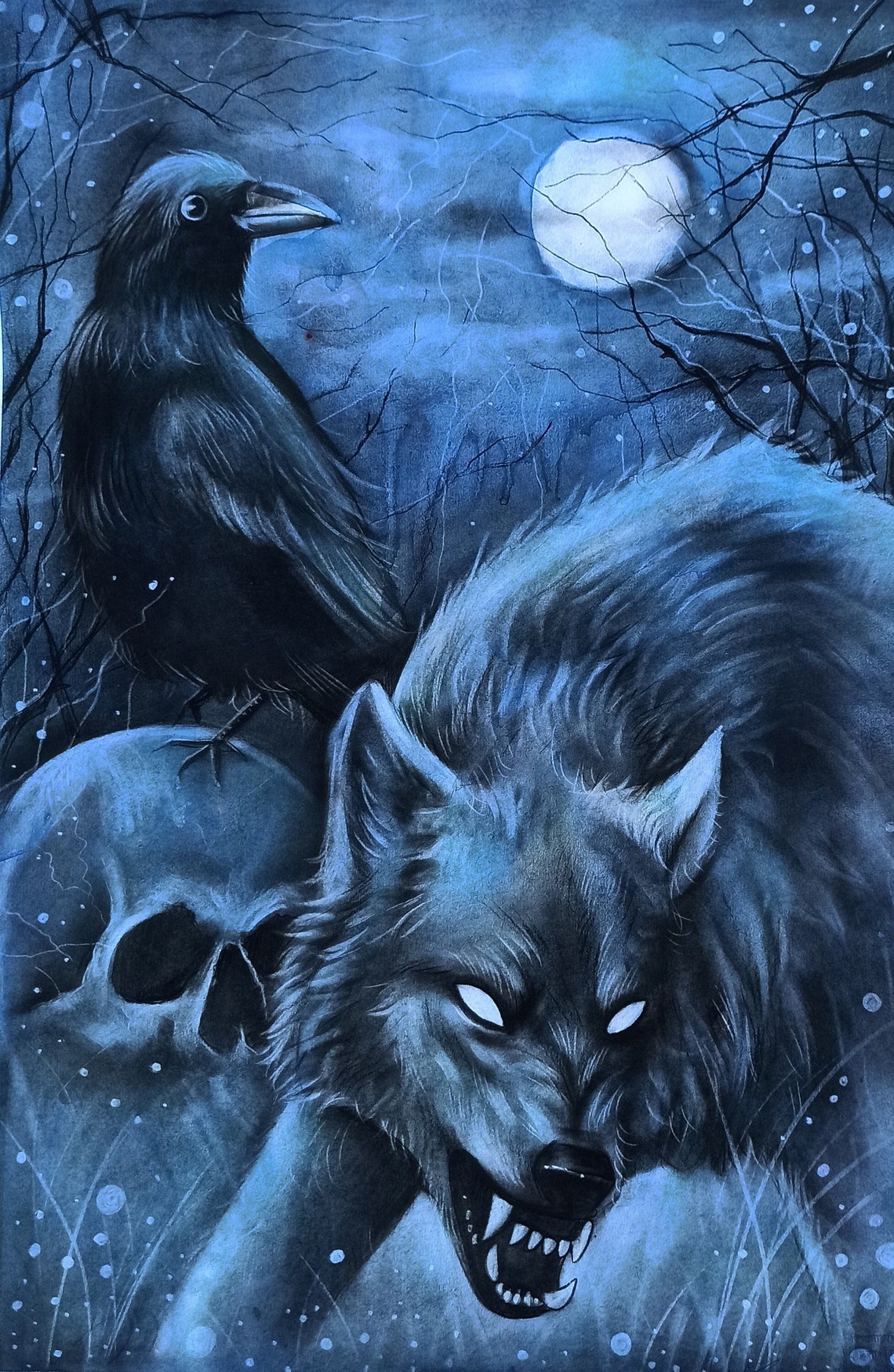 The Enigmatic Companions Wolf and Crow - Etsy