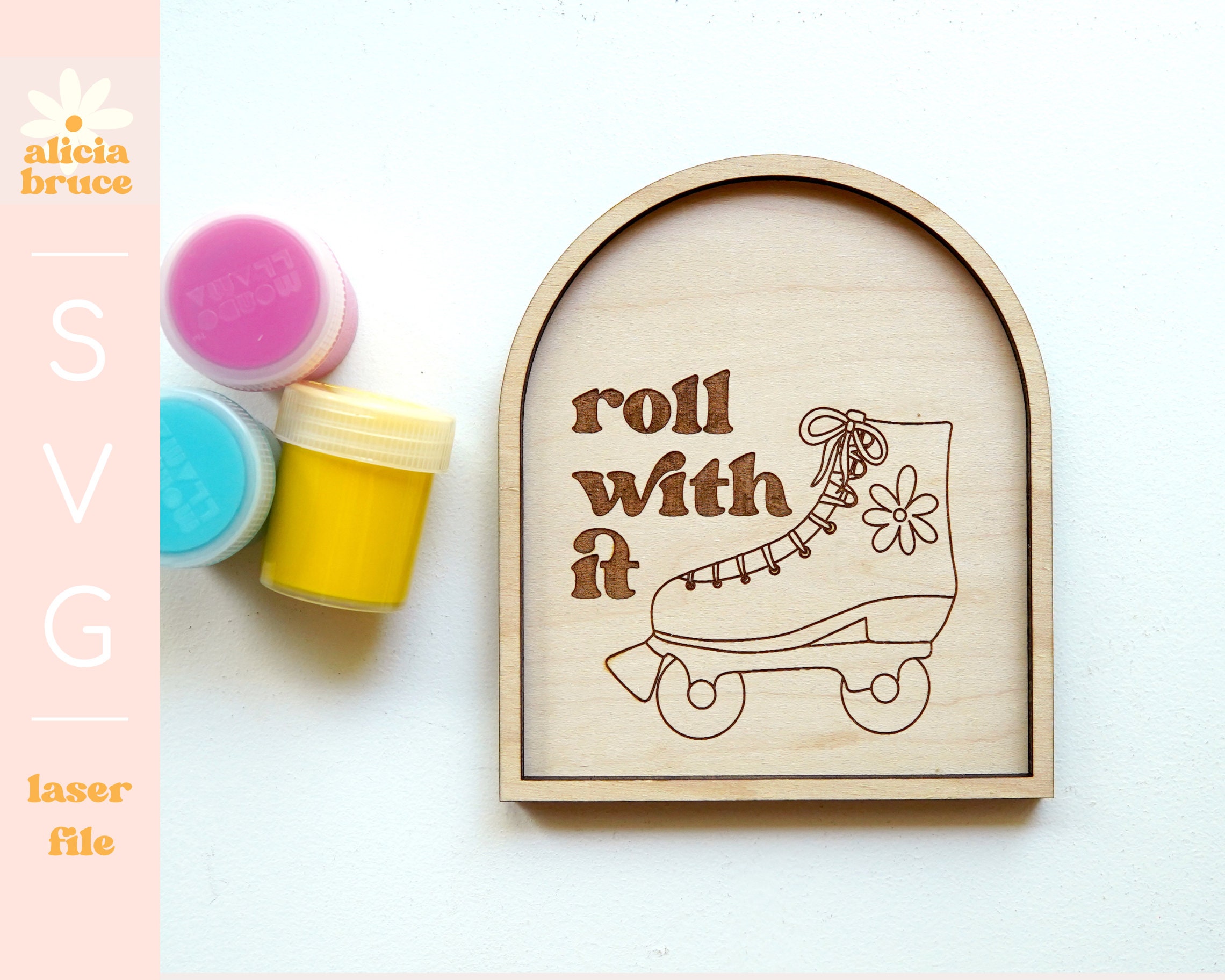 Roll With It Roller Skate Arch SVG • Glowforge Laser Cut File • Kid's ...