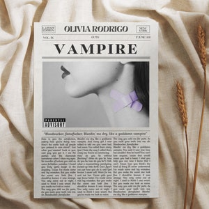 Olivia Rodrigo Vampire Album Poster, Guts Music Album Cover Retro ...