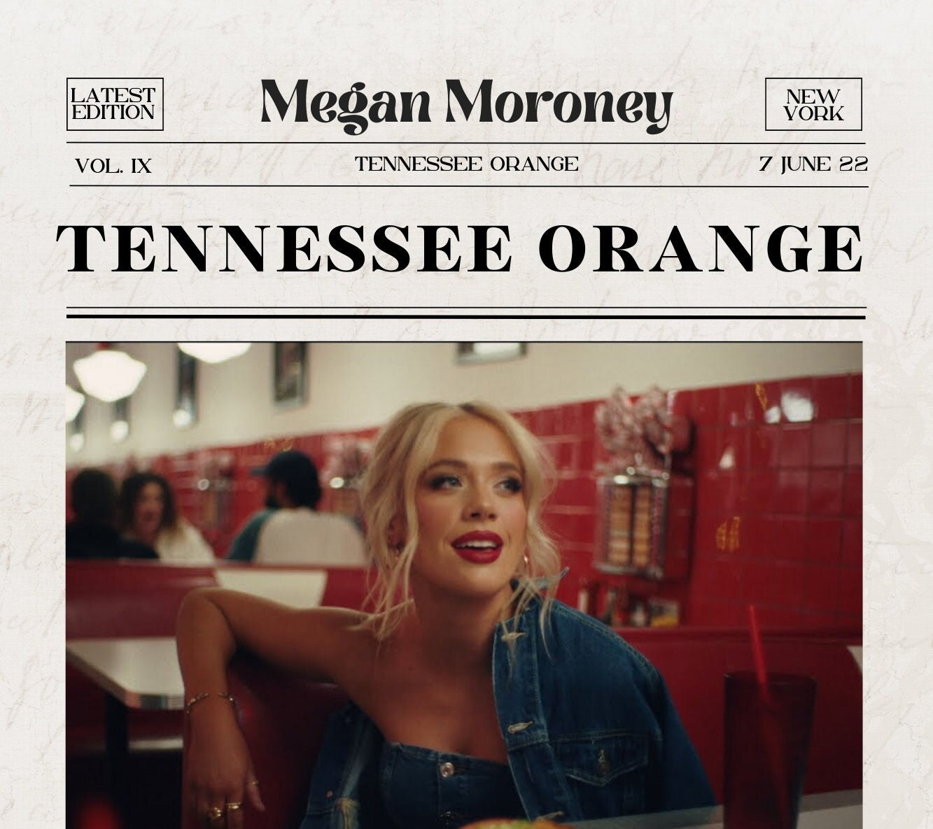 Megan Moroney Retro Newspaper Print, Tennessee Orange Lyrics Poster ...