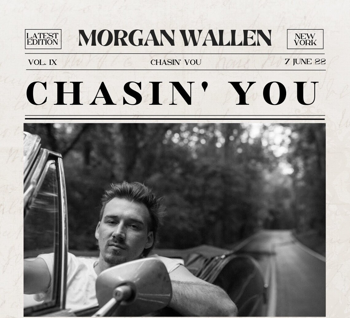 Morgan Wallen Retro Newspaper Print, Chasin' You Album Cover Poster, If ...