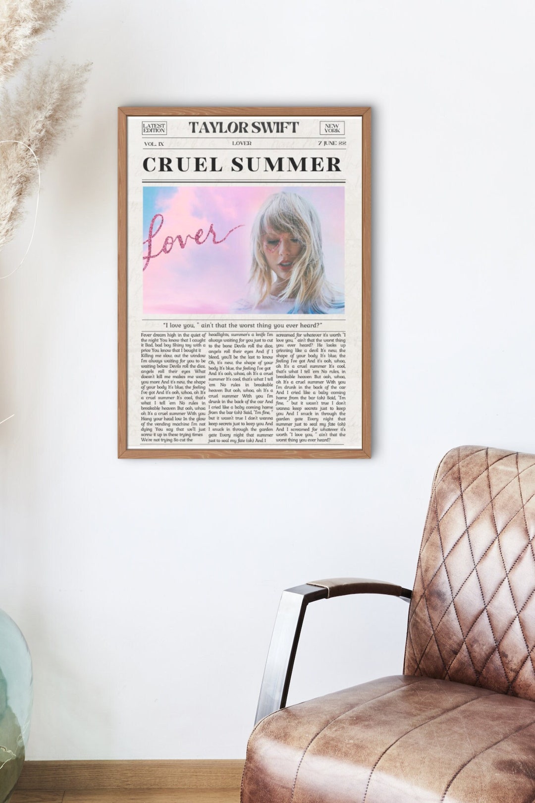 Cruel Summer Taylor Swift Retro Newspaper Print, Lover Album Cover ...