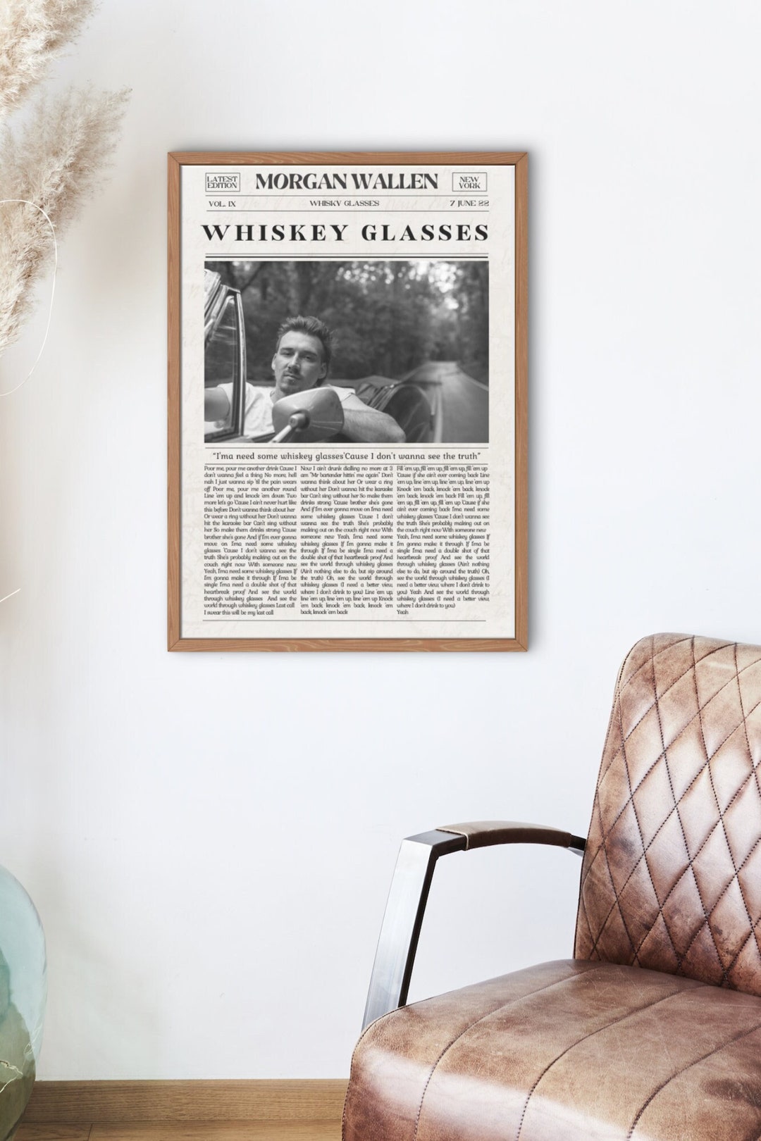 Morgan Wallen Retro Newspaper Print, Whiskey Glasses Album Cover Poster ...