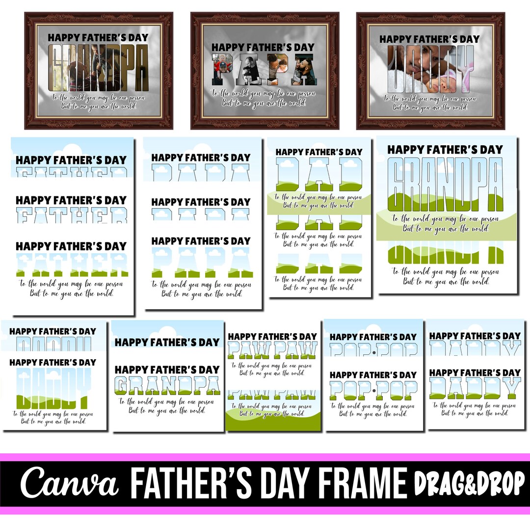 Father's Day Canva Editable Frame Template, Canva Editable, Daddy Photo ...