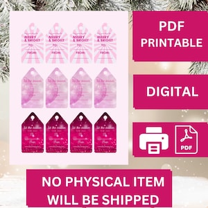 12 Printable Christmas Pink Gift Tags, Digital Pink Christmas Present ...
