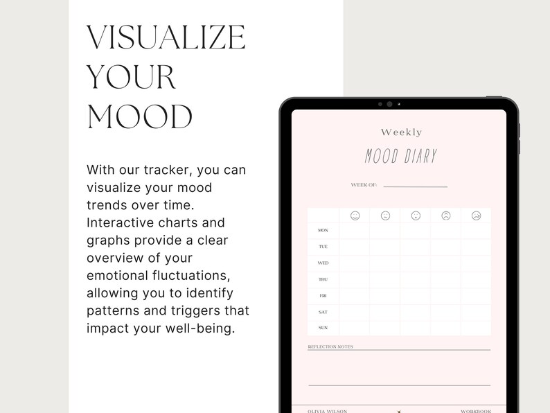 Daily Mood Tracker, Printable Mood Track, Emotion Tracker, Mood Journal ...