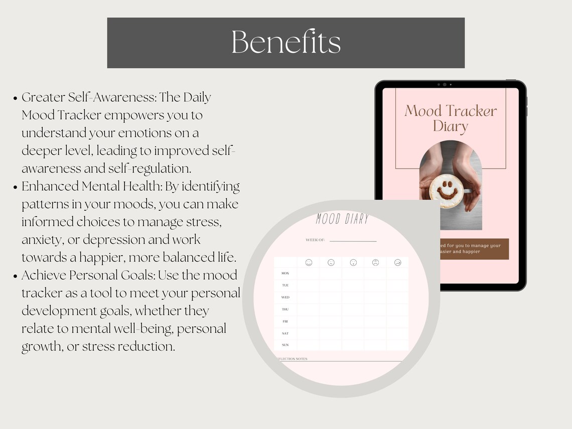 Daily Mood Tracker, Printable Mood Track, Emotion Tracker, Mood Journal ...