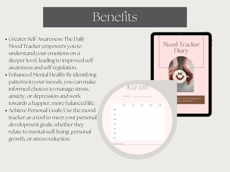 Daily Mood Tracker, Printable Mood Track, Emotion Tracker, Mood Journal ...