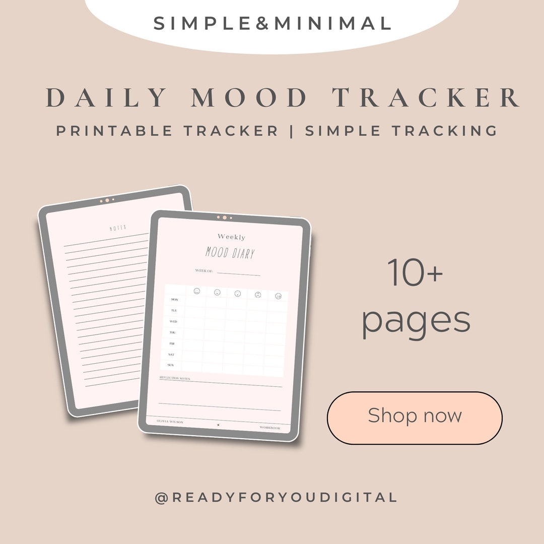 Daily Mood Tracker, Printable Mood Track, Emotion Tracker, Mood Journal ...