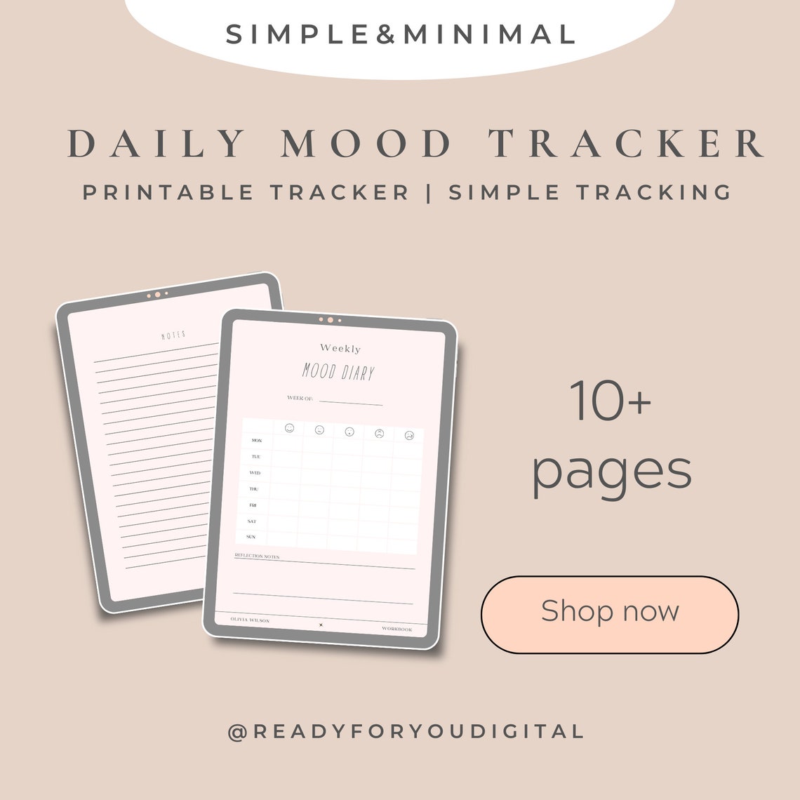Daily Mood Tracker, Printable Mood Track, Emotion Tracker, Mood Journal ...