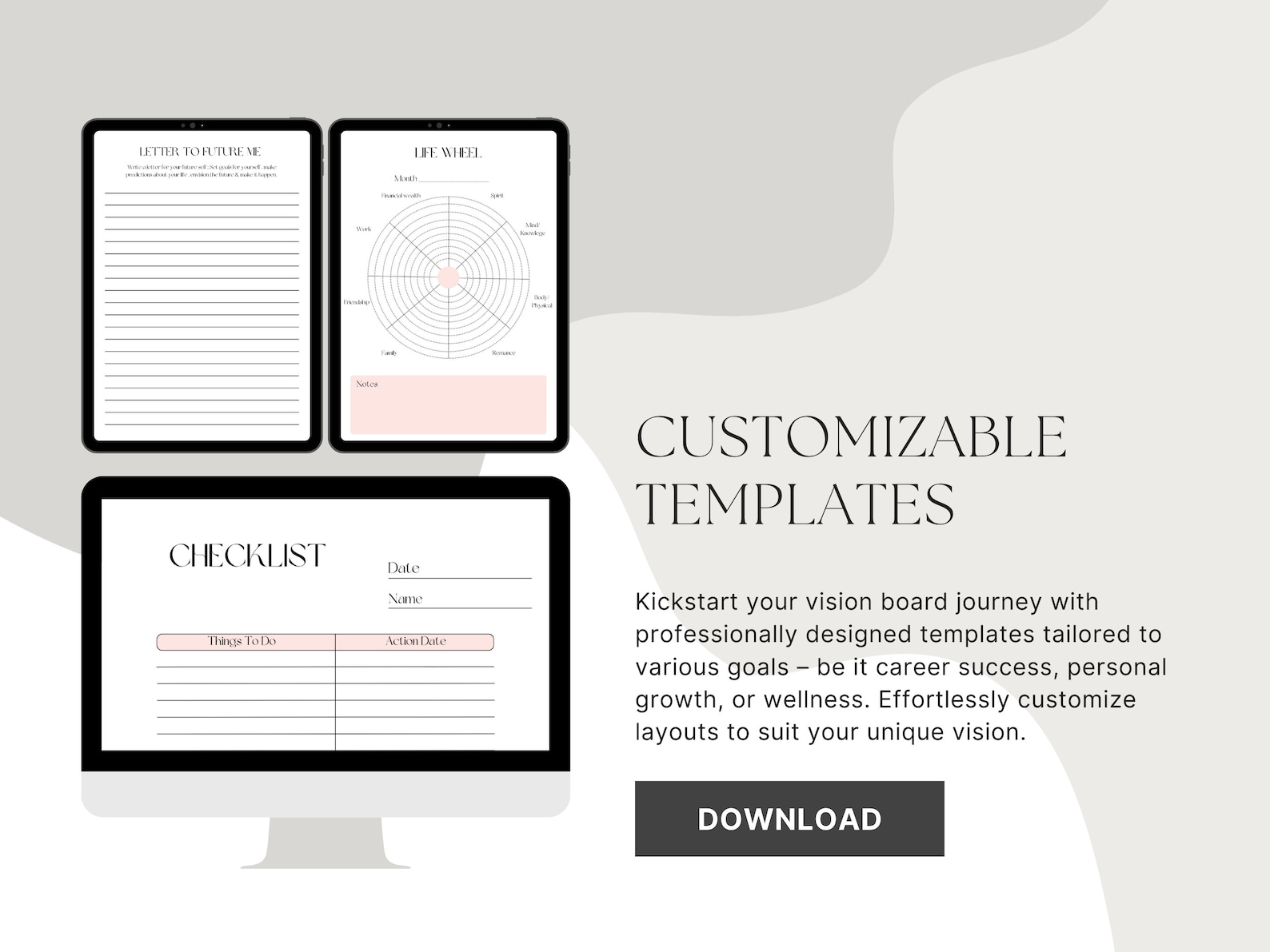 Vision Board Template, Vision Board Printable, Vision Board Kit, Vision ...