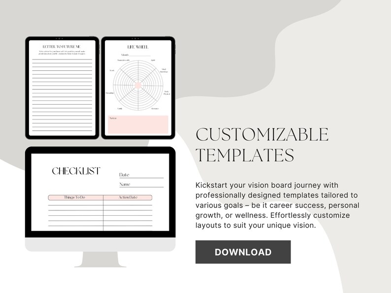 Vision Board Template, Vision Board Printable, Vision Board Kit, Vision ...