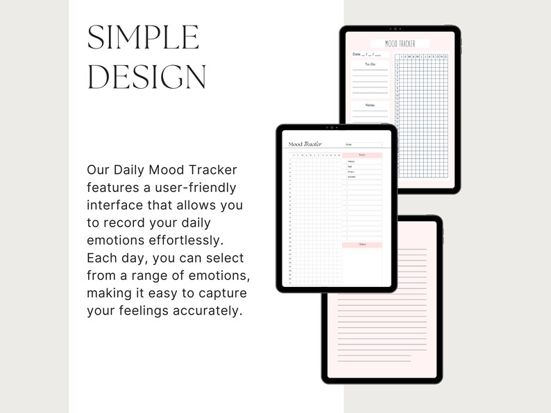 Daily Mood Tracker, Printable Mood Track, Emotion Tracker, Mood Journal ...