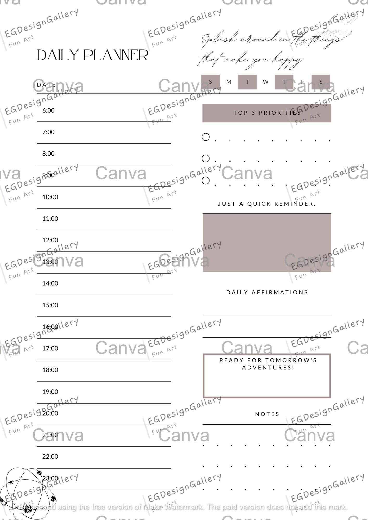 Minimal Space-themed Daily Planner Canva Template - Etsy