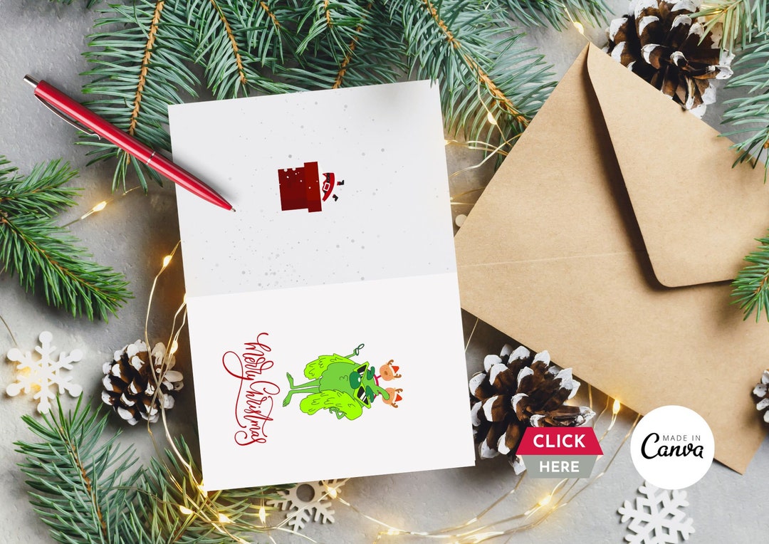 Grinchy Giggles Christmas Theme Funny Grinch Digital Folded Card Canva ...