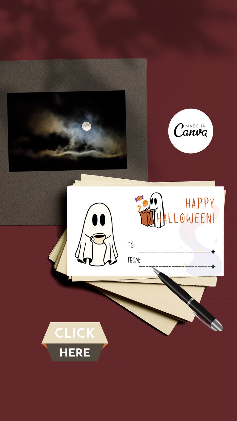 Spooky Halloween Ghost Gift Tag Canva Template - Etsy