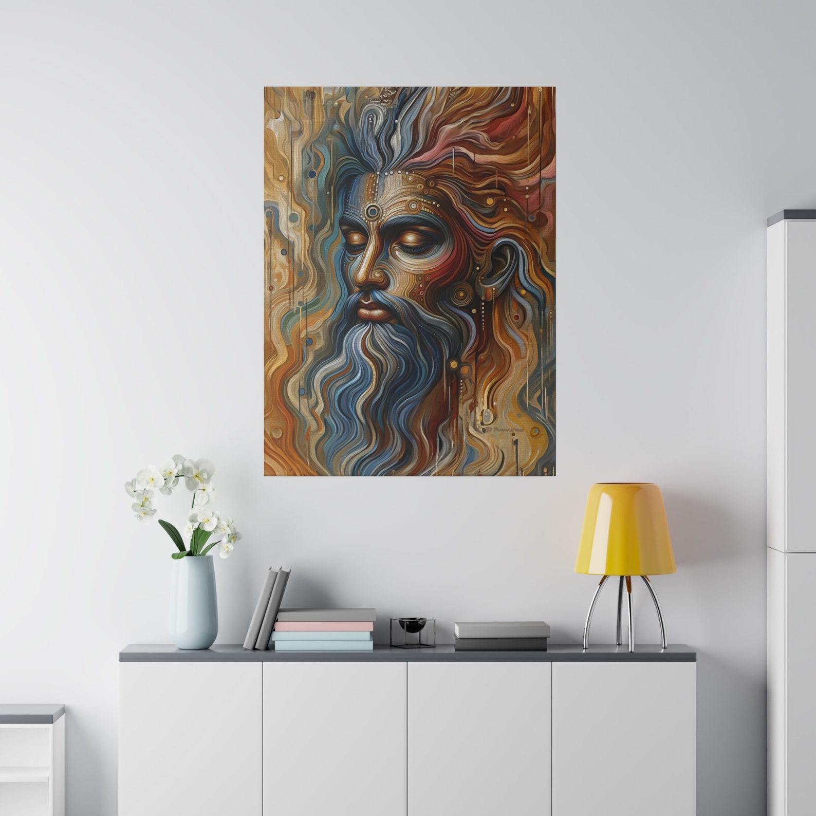 Guru Abstract Oil Painting on Canvas Indian Face Modern Guru Art Home ...