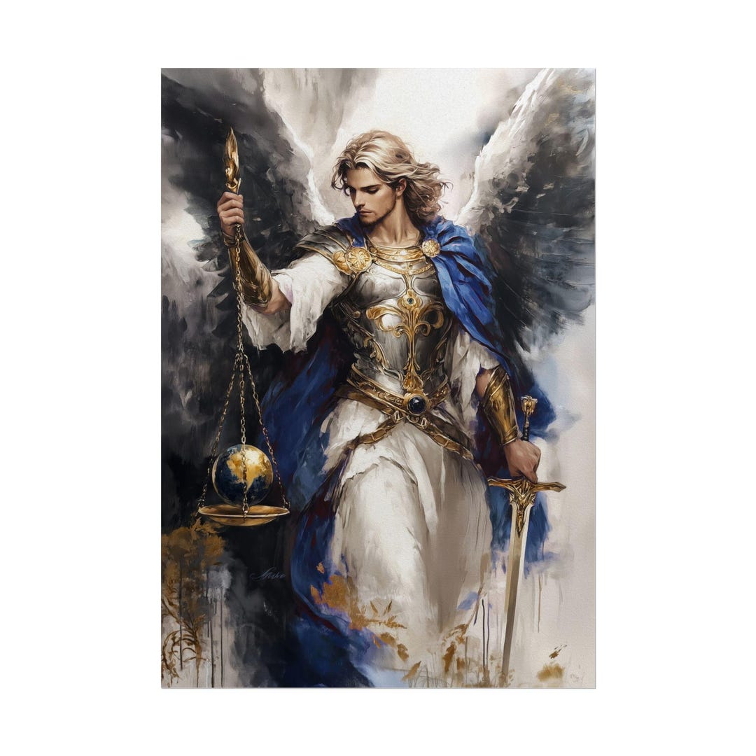 Saint Michael Archangel Painting: Spiritual Art, Blue and Silve5 - Etsy