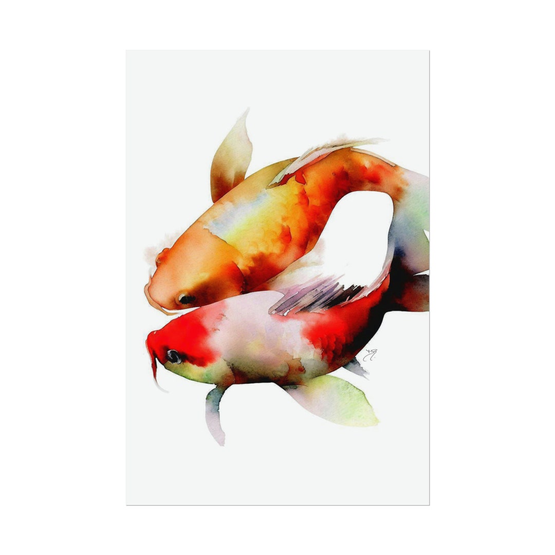 Koi Art, Koi Fish Prints, Koi Fish, Wall Art, Watercolor Prints, Home ...