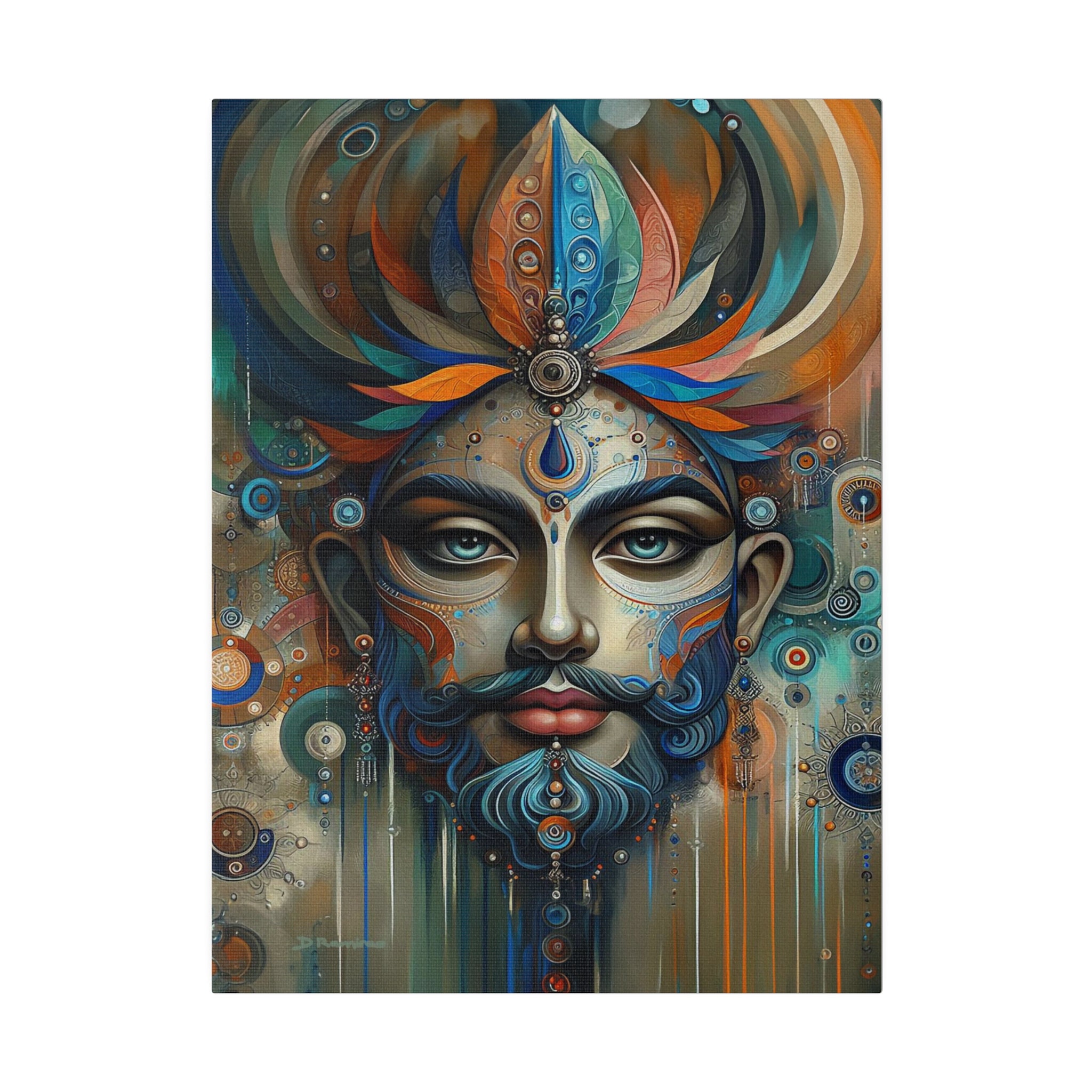 Fantacy Face Abstract Oil Painting on Canvas Indian Man Modern Art Home ...