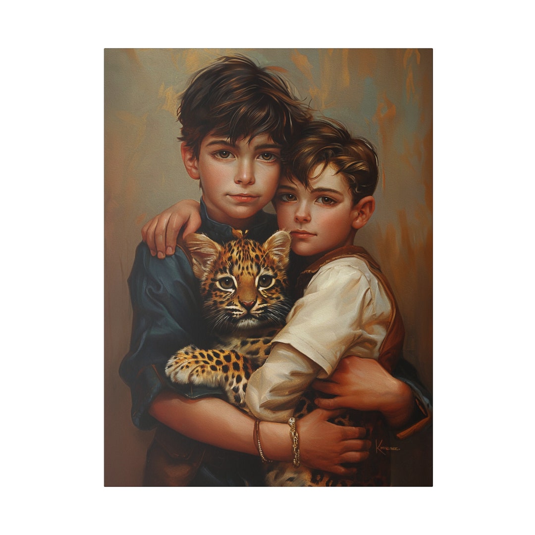 Loving Leopard Art Print, Boys and Cub, Home Decor - Etsy