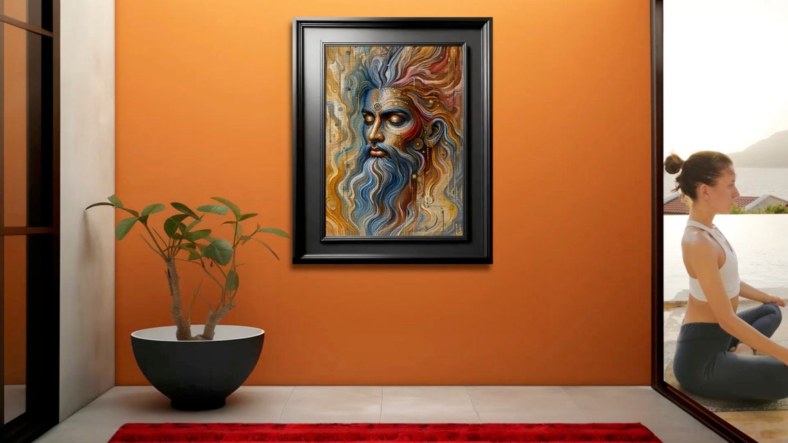 Guru Abstract Oil Painting on Canvas Indian Face Modern Guru Art Home ...