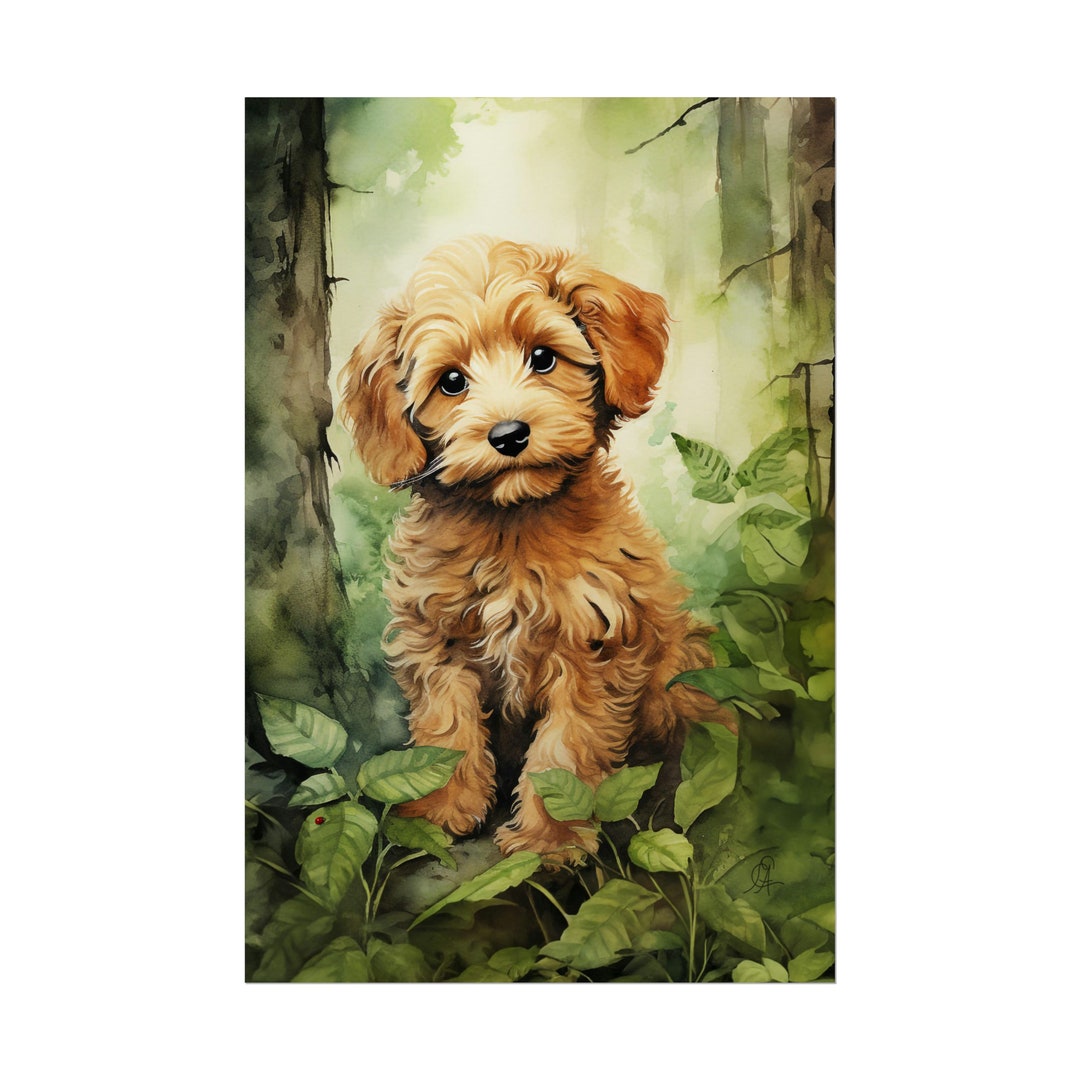 Goldendoodle Poster Dogs Pets Wall Art Goldendoodle Puppy Watercolor ...
