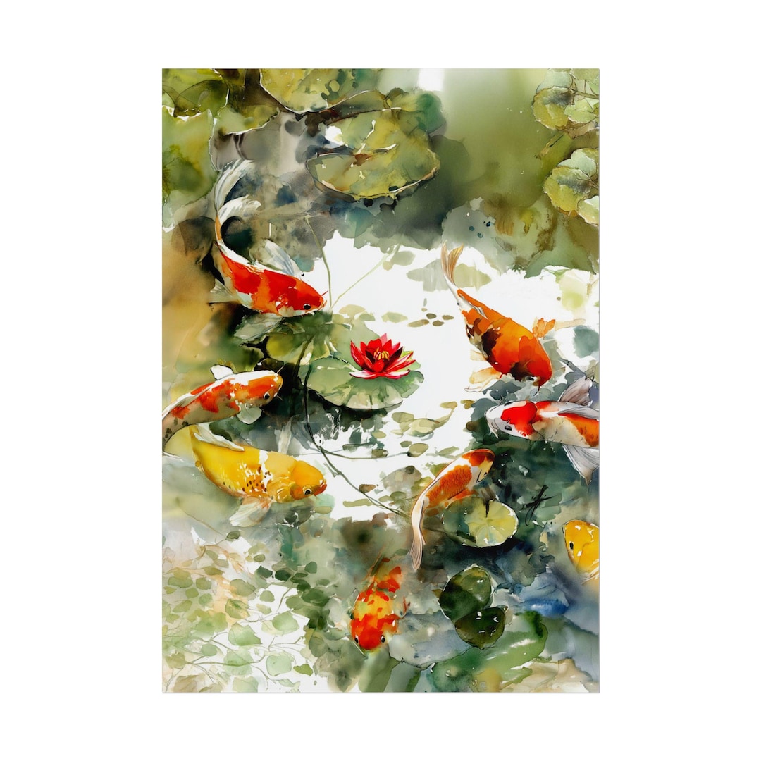 Koi Fish Watercolor Painting: Japanese Zen Art, Good Luck Symbol - Etsy