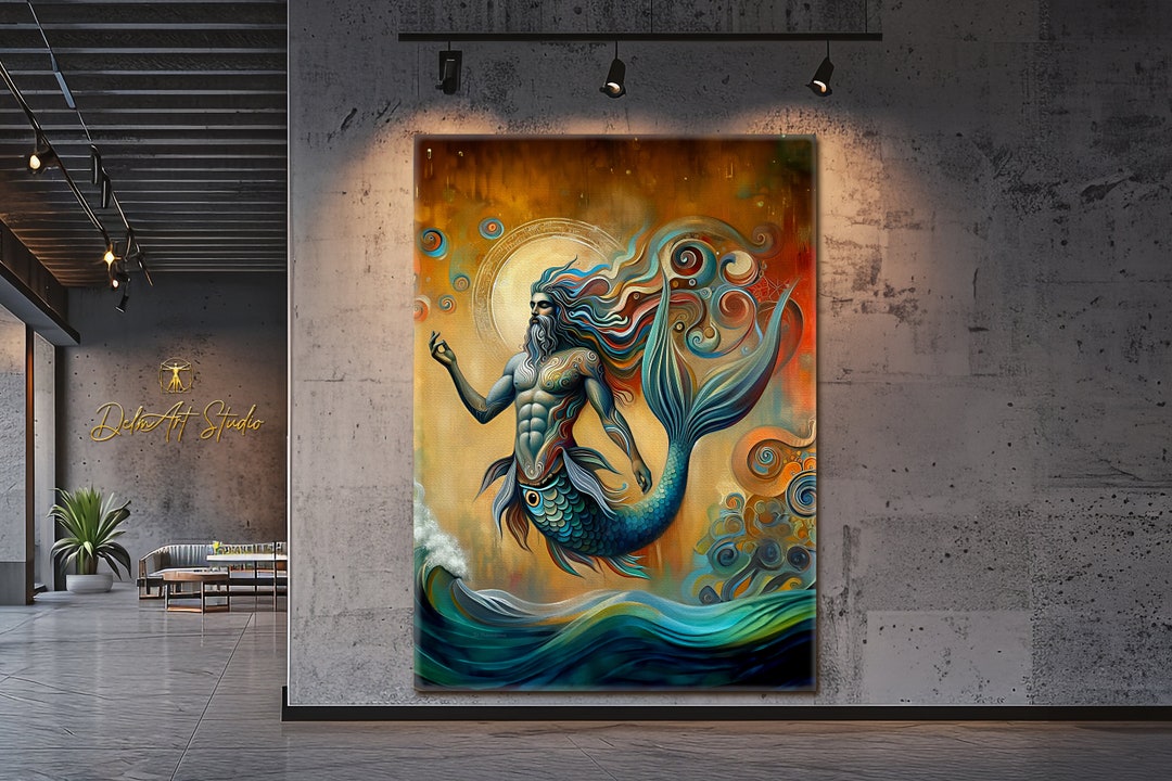 Merman Abstract Painting on Canvas or Paper Reproduction Beautiful Art ...