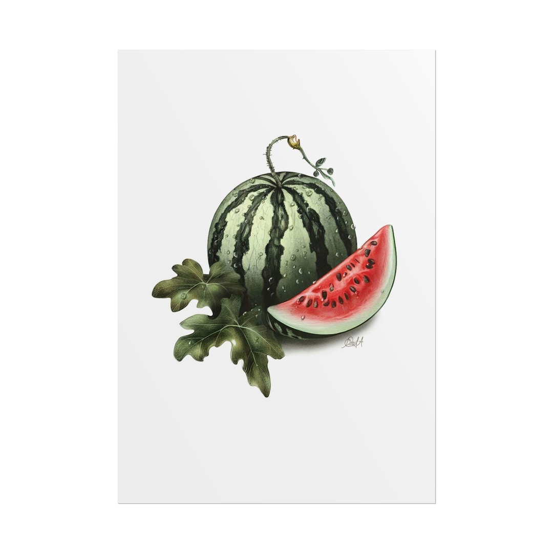 Watermelon Botanical | Watercolor | Paper Print | Home Decor | Wall ...