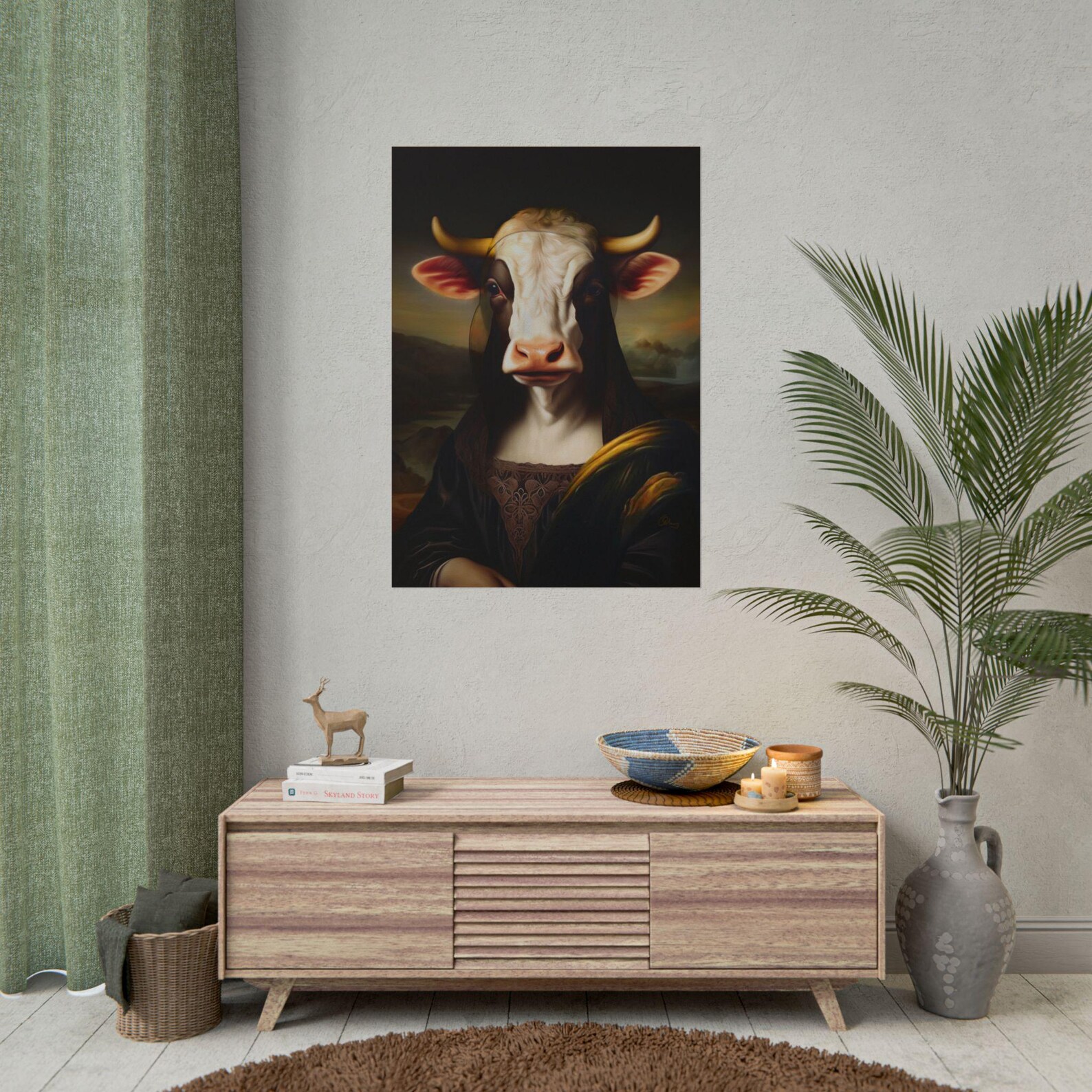Moona Lisa Cow Art Print: Humorous Animal Fine Art - Etsy