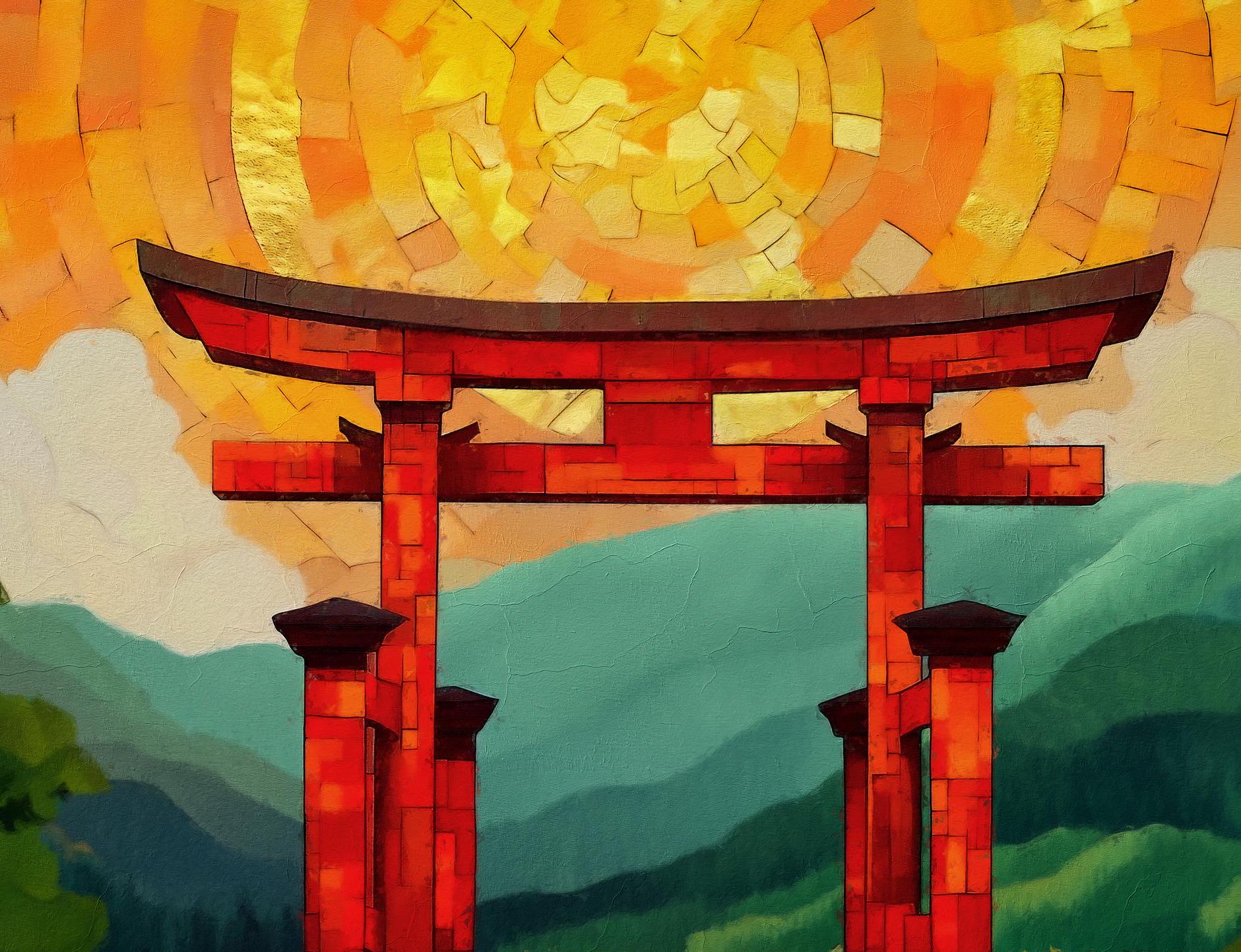 Torii Gate Painting Japanese Serenity Art Red Torii Gate Decor Zen Home ...