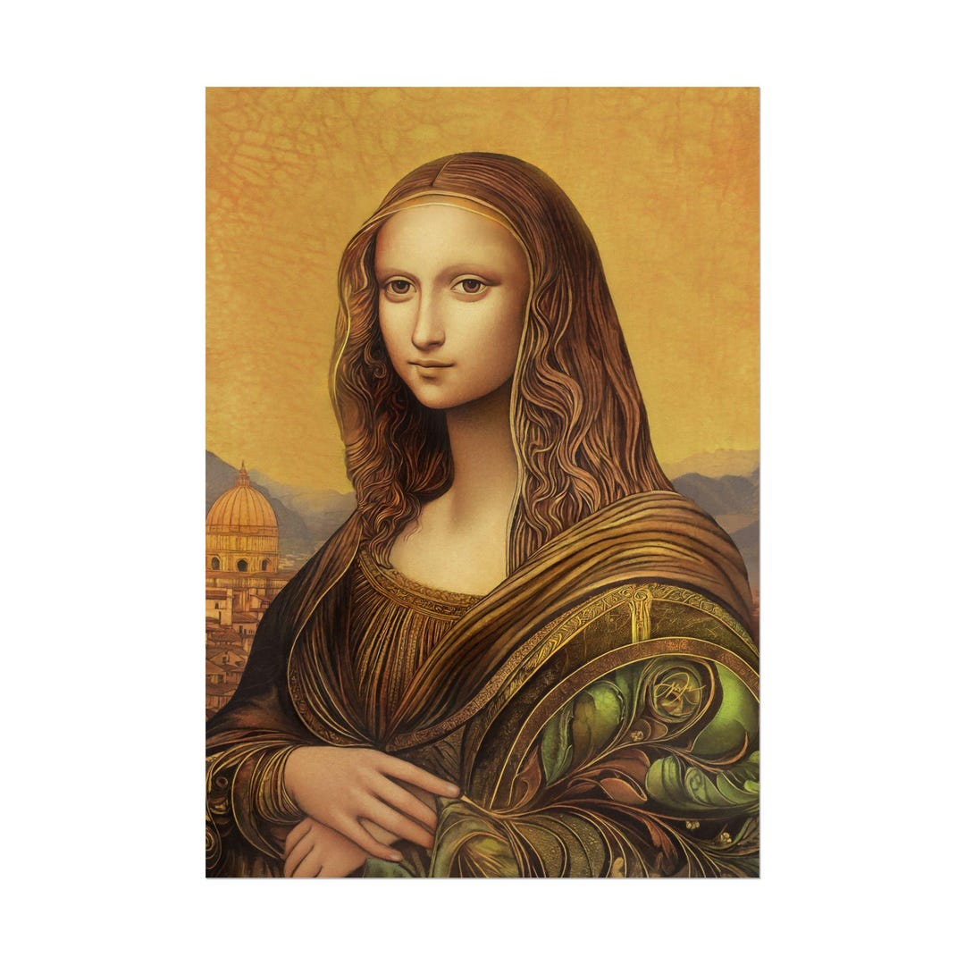Moona Lisa Painting Leonardo Da Vinci Inspired Golden Mona Lisa Lover ...