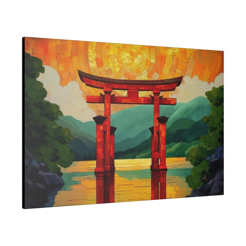 Torii Gate Painting Japanese Serenity Art Red Torii Gate Decor Zen Home ...
