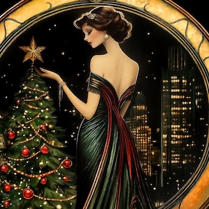 Art Deco Christmas Vintage Artwork for Christmas Spirit Painting ...
