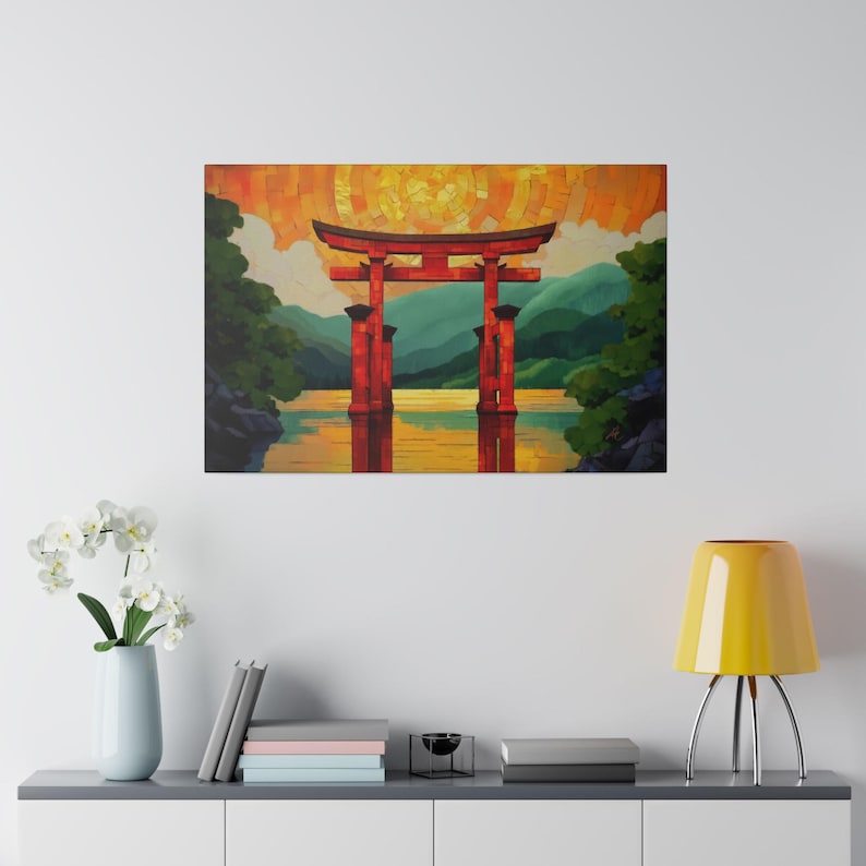 Torii Gate Painting Japanese Serenity Art Red Torii Gate Decor Zen Home ...
