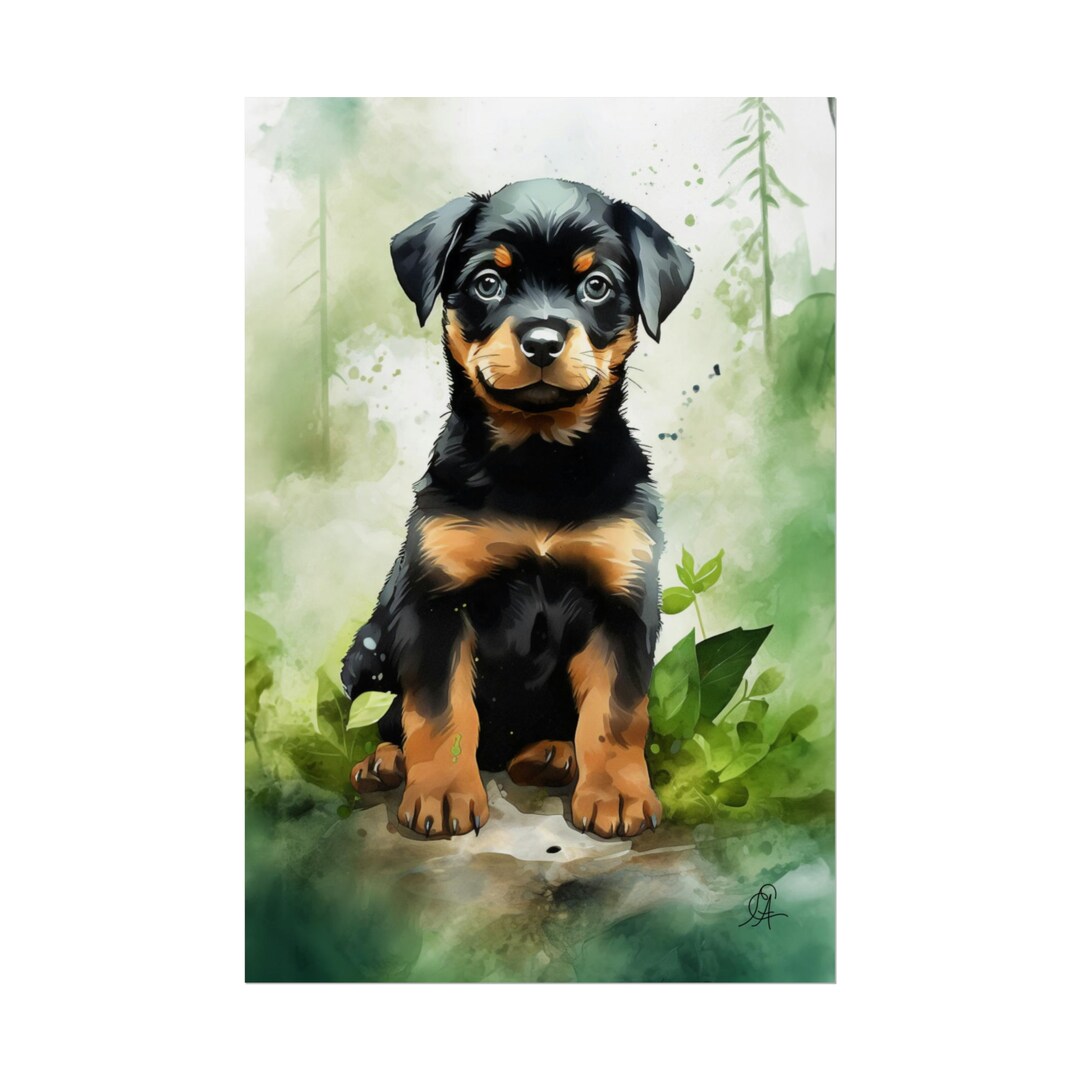 Rottweiler Poster Dogs Pets Wall Art Rottweiler Puppy Dog Watercolor ...