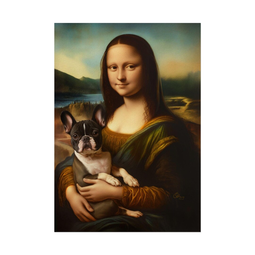 Mona Lisa Art Painting French Bulldog Mona Lisa Animal Lover Gift ...