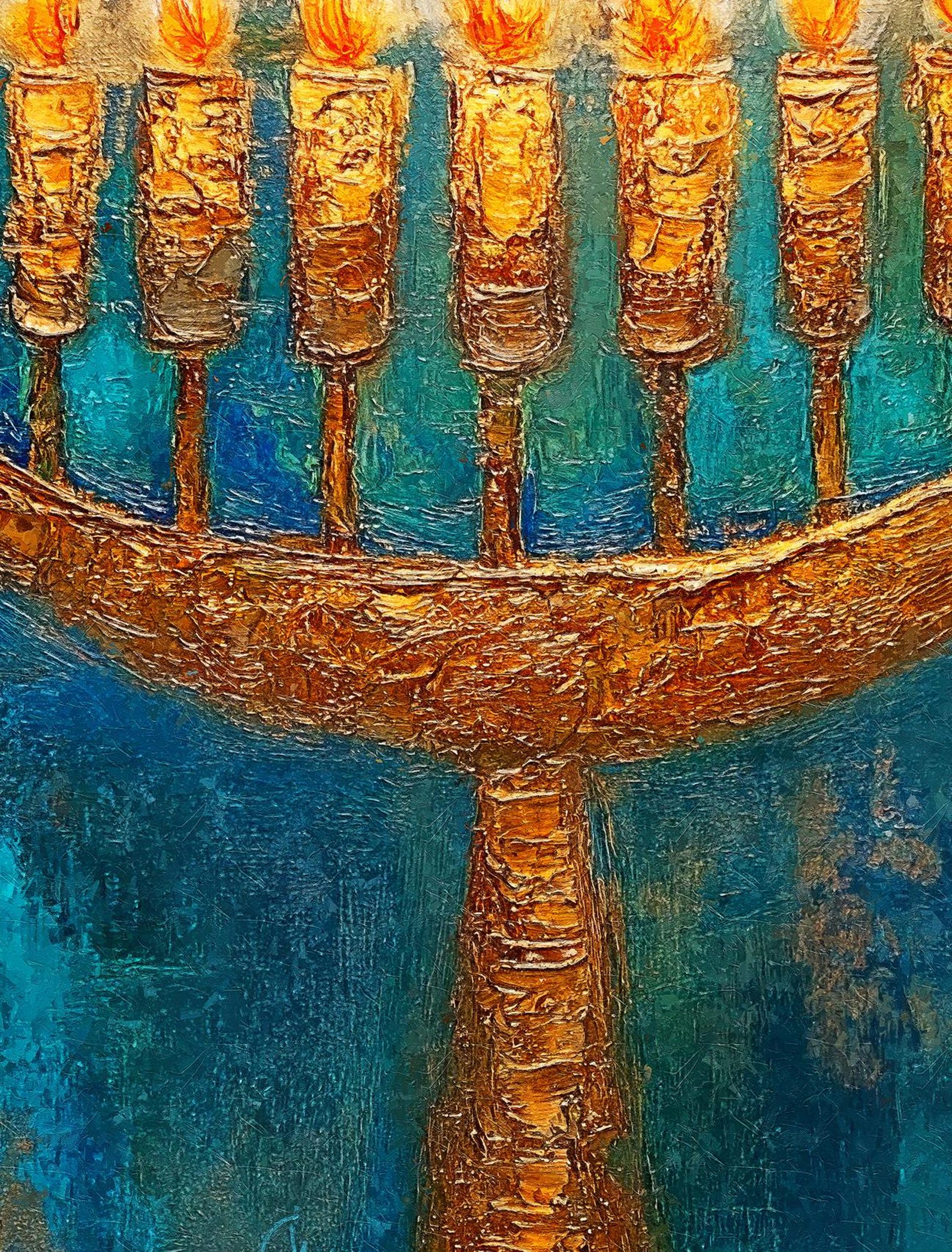 Golden Menorah Painting: Jewish Hanukkah Art, Holiday Home Decor - Etsy