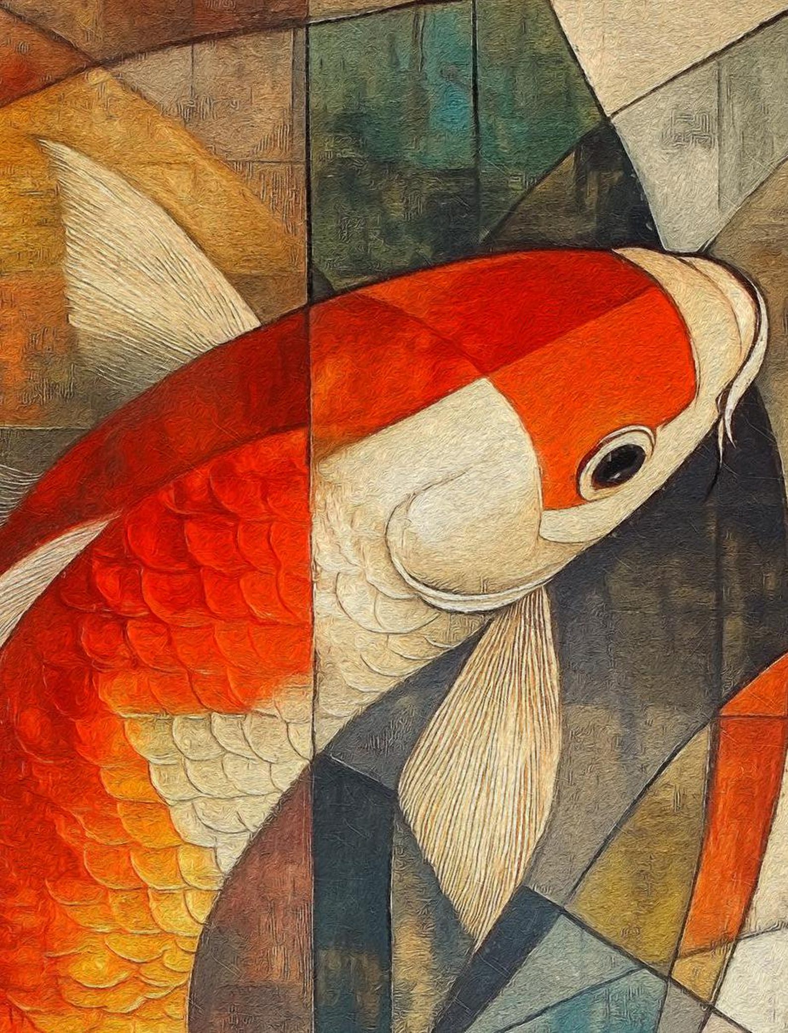 Good Luck Koi Fish Painting Koi Fish Art Lucky Koi Painting Abstract ...