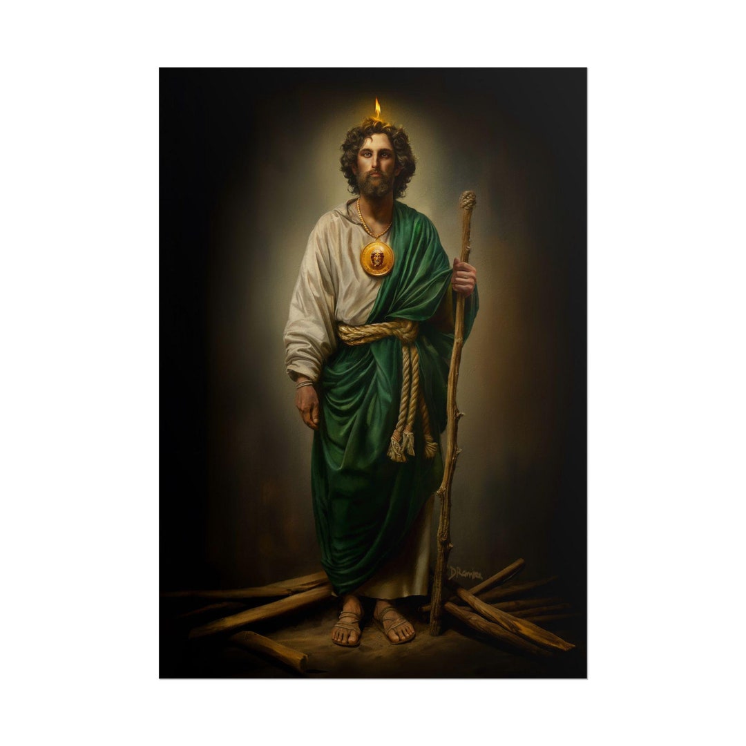 Saint Jude Thaddeus Painting on Canvas or Paper Print St. Jude Art Home ...