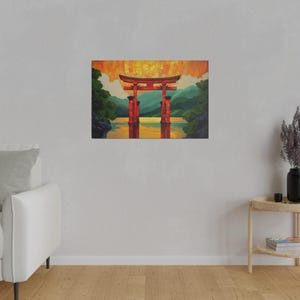 Torii Gate Painting Japanese Serenity Art Red Torii Gate Decor Zen Home ...