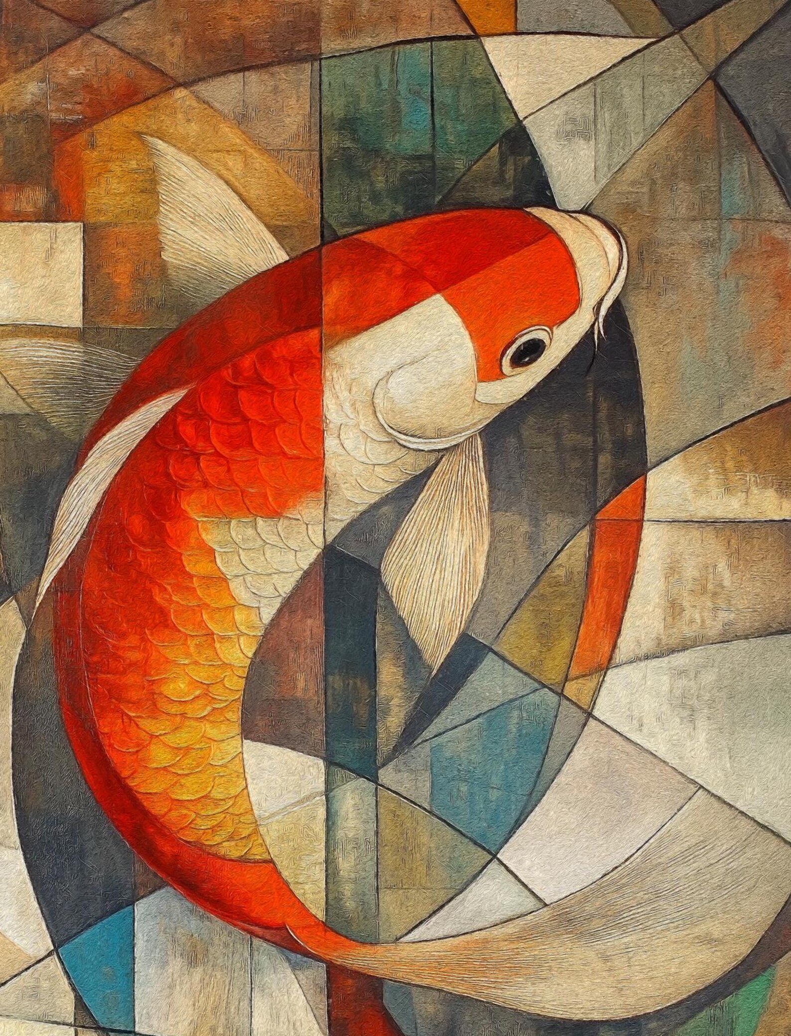 Good Luck Koi Fish Painting Koi Fish Art Lucky Koi Painting Abstract ...